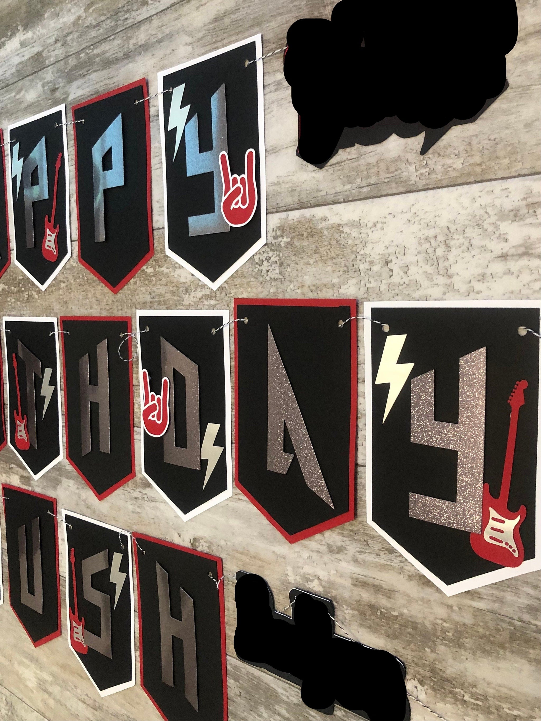 Rock N Roll Rockstar Born To Rock Theme Party Birthday Banner ...